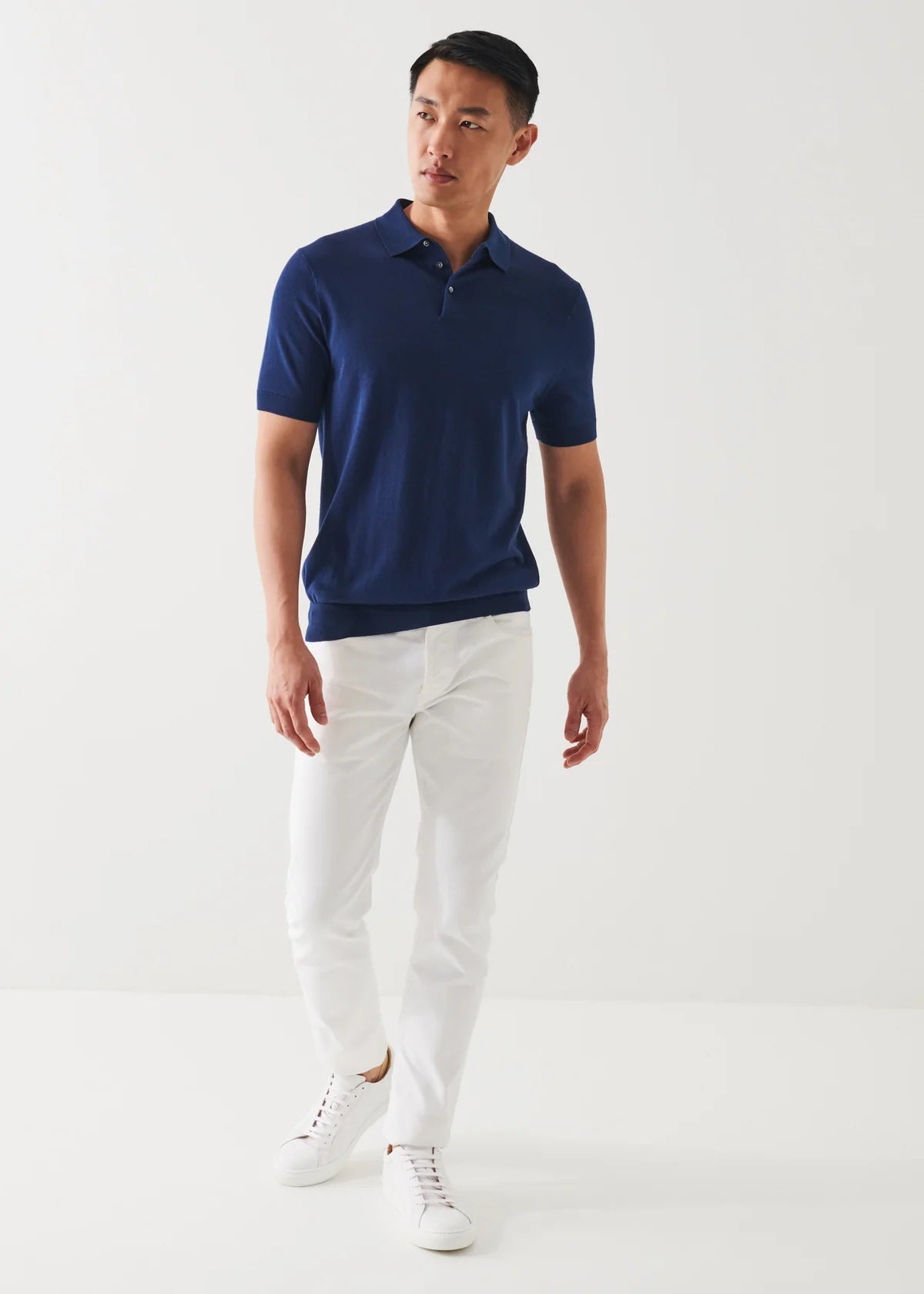 PATRICK ASSARAF Cotton Cupro Polo | Navy – Burrows Clothiers